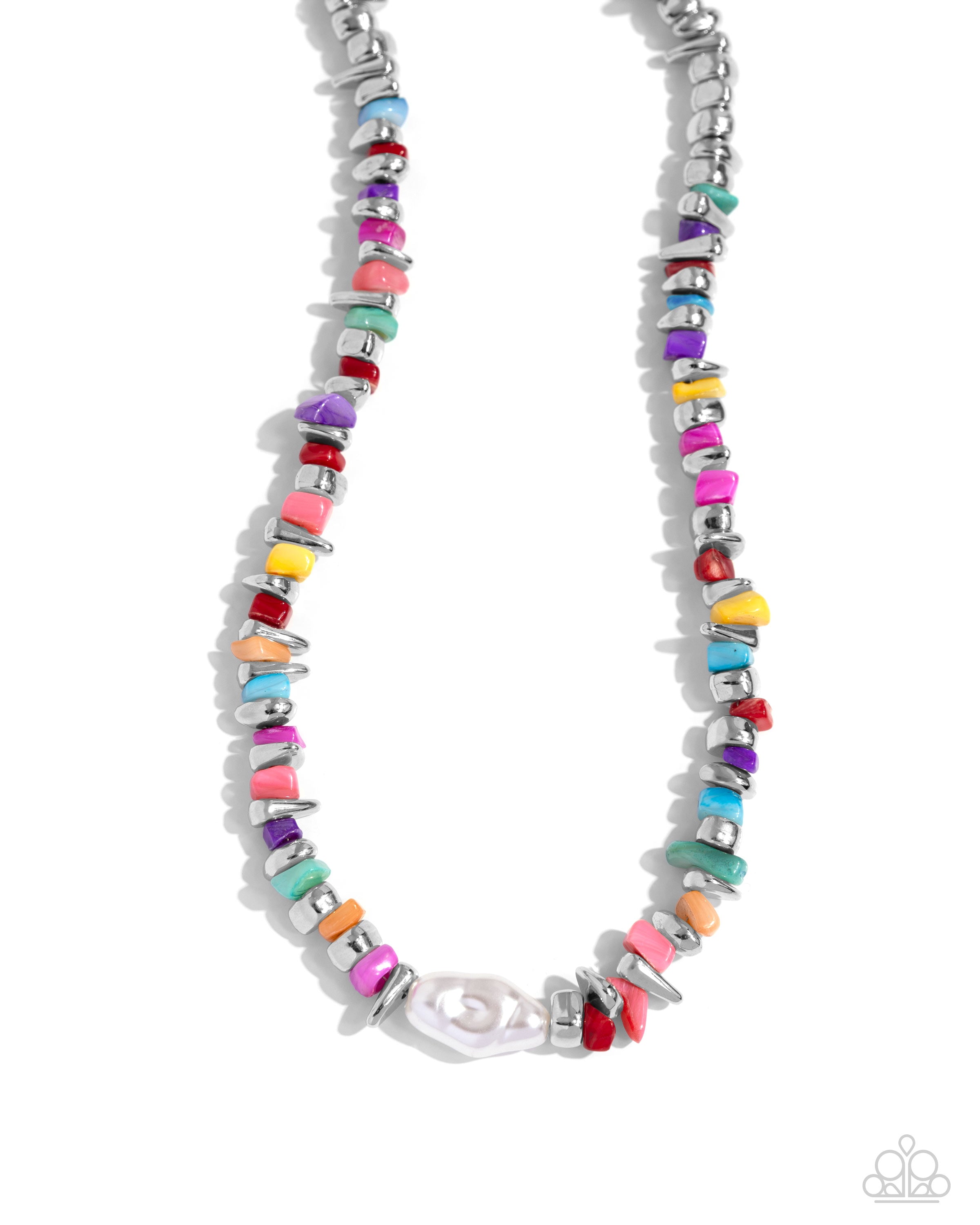 Seasonal Socialite - Multi Colored Stones/Silver Beads/Baroque Pearl P ...